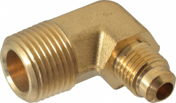 Parker - Brass Flared Tube 90 Deg Male Elbow: 1/4" OD, 3/8-18 Thread, 45 deg Flared Angle | MSC ...