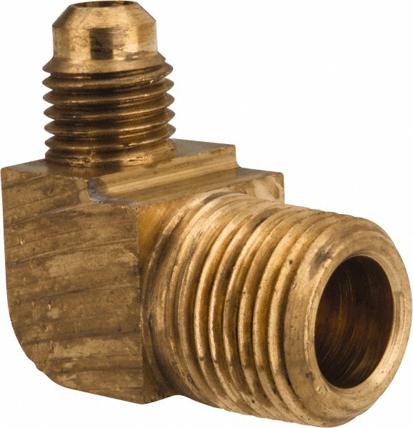Parker - Brass Flared Tube Extended Male Elbow: 1/4" OD, 3/8-18 Thread, 45 deg Flared Angle ...