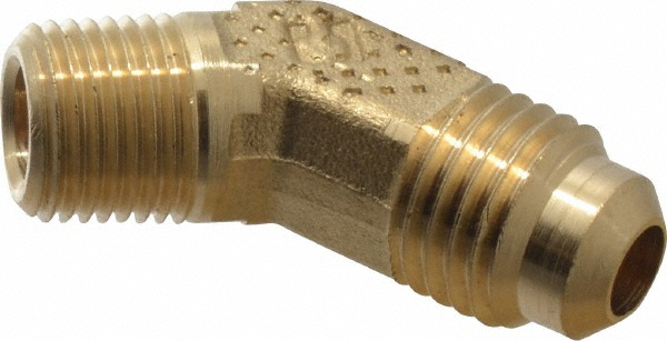 Parker - Brass Flared Tube 45 Deg Male Elbow: 1/4" OD, 1/8-27 Thread, 45 deg Flared Angle | MSC ...
