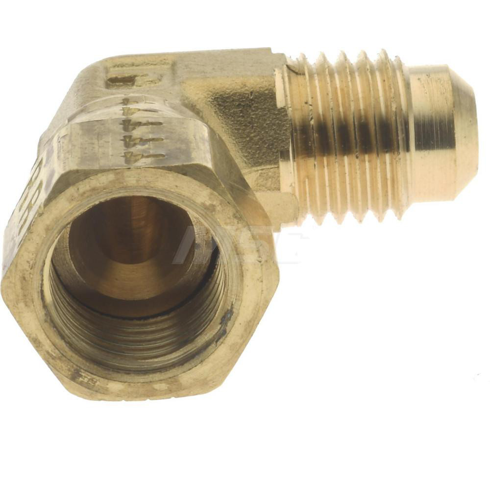 Parker - Brass Flared Tube 90 Deg Swivel Nut Elbow: 1/4" OD, 7/16-20 Thread, 45 deg Flared Angle ...