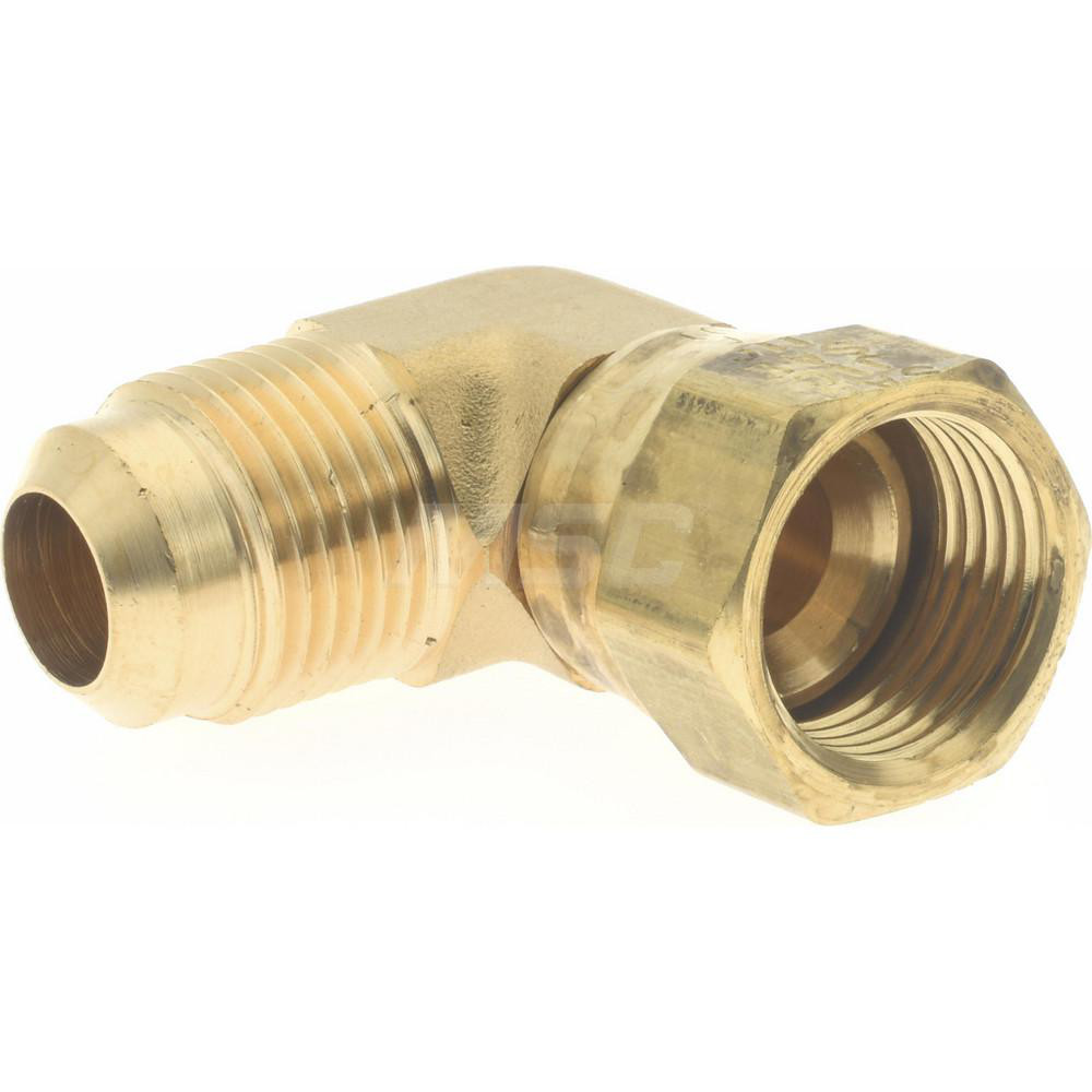 Parker - Brass Flared Tube 90 Deg Swivel Nut Elbow: 1/2" OD, 3/4-16 Thread, 45 deg Flared Angle ...