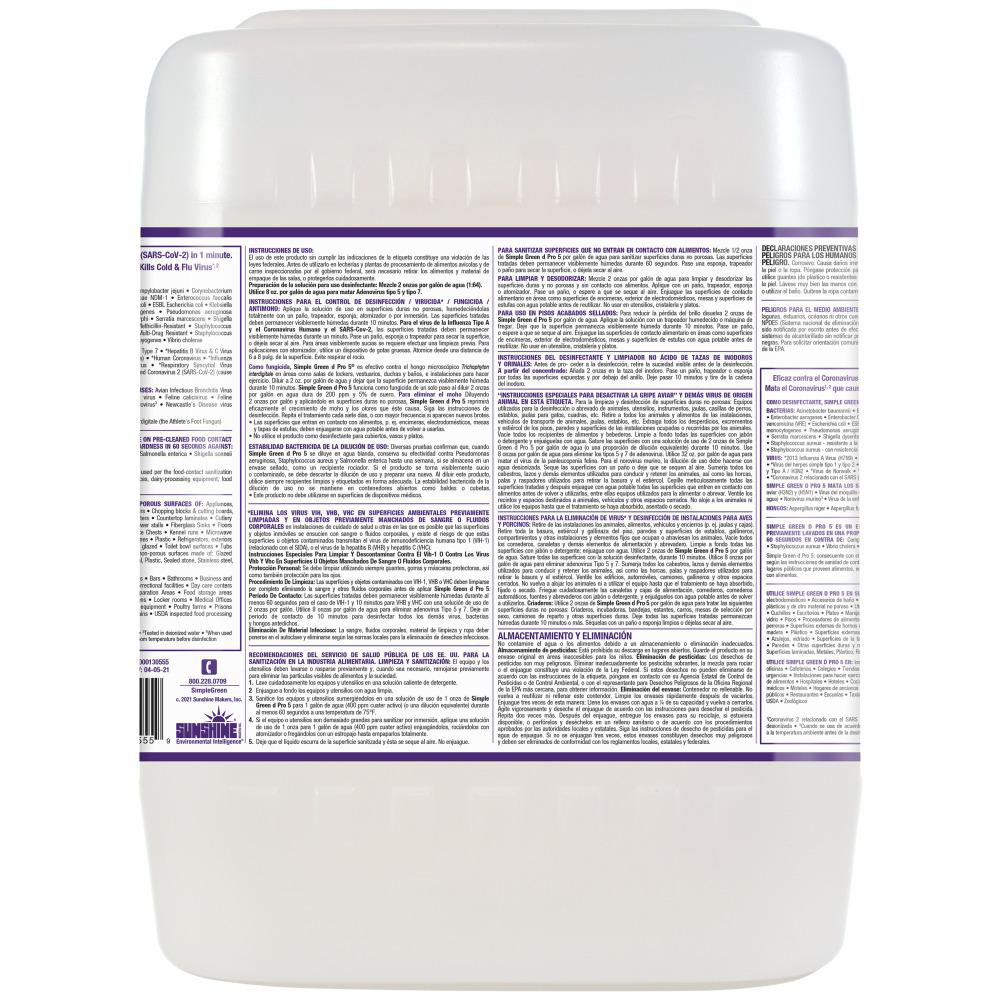 Simple Green® - d Pro, 5 One Step Disinfectant, 5 gal Pail | MSC Direct