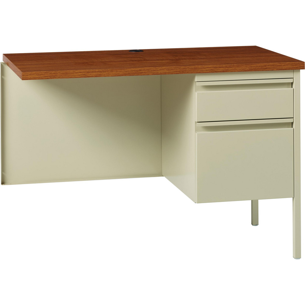 Hirsh - Steel Base Right Return Desk: Woodgrain Laminate Top, Putty ...