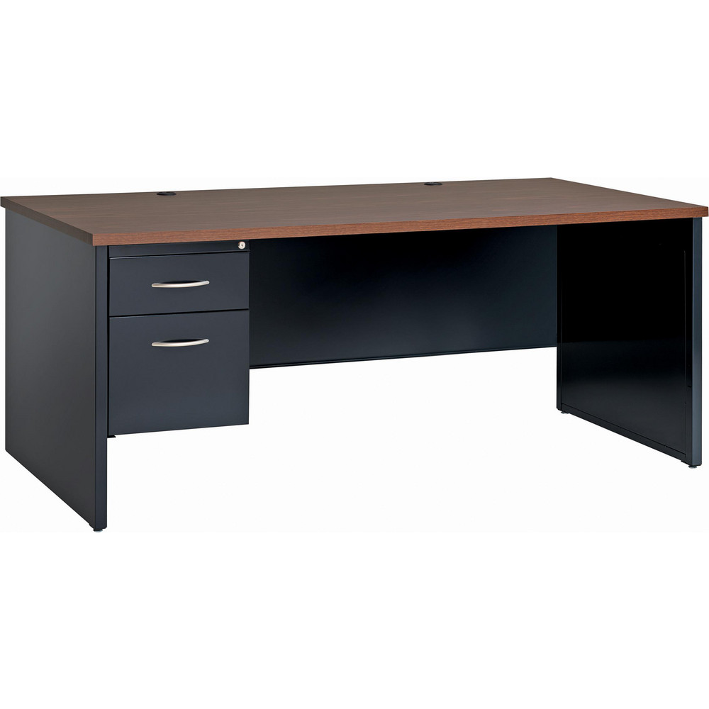 Hirsh - Steel Base Modular Desk: Woodgrain Laminate Top, Black & Walnut ...