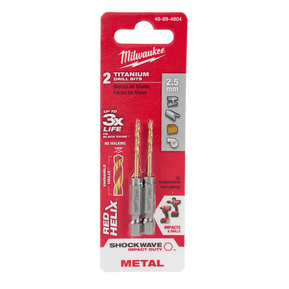 Milwaukee Tool - Jobber Drill: 2.50 mm Dia, 135 deg Point, High Speed ...