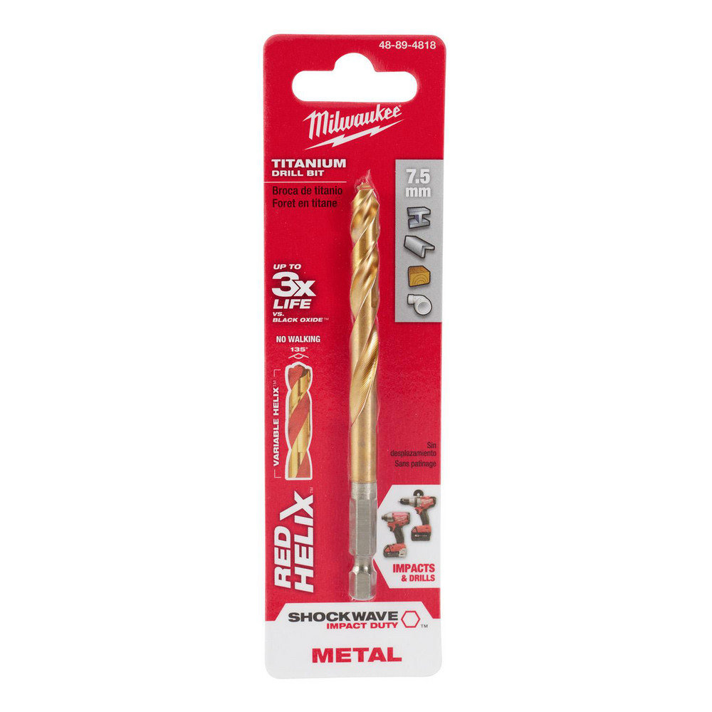Milwaukee Tool - Jobber Length Drill Bit: 7.50 mm Dia, 135 deg, HSS ...