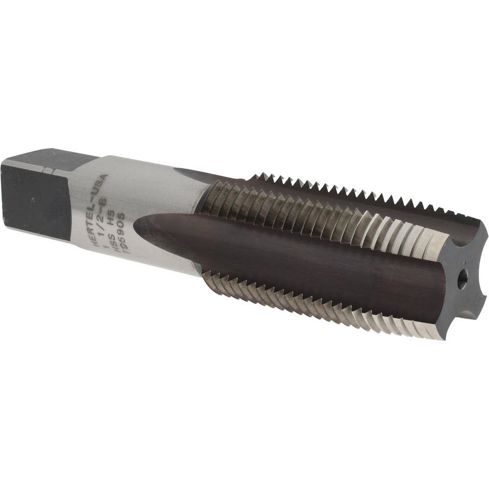 Straight Flute Tap: 1-1/2-8 UNS, 4 Flutes, Taper, High Speed Steel ...