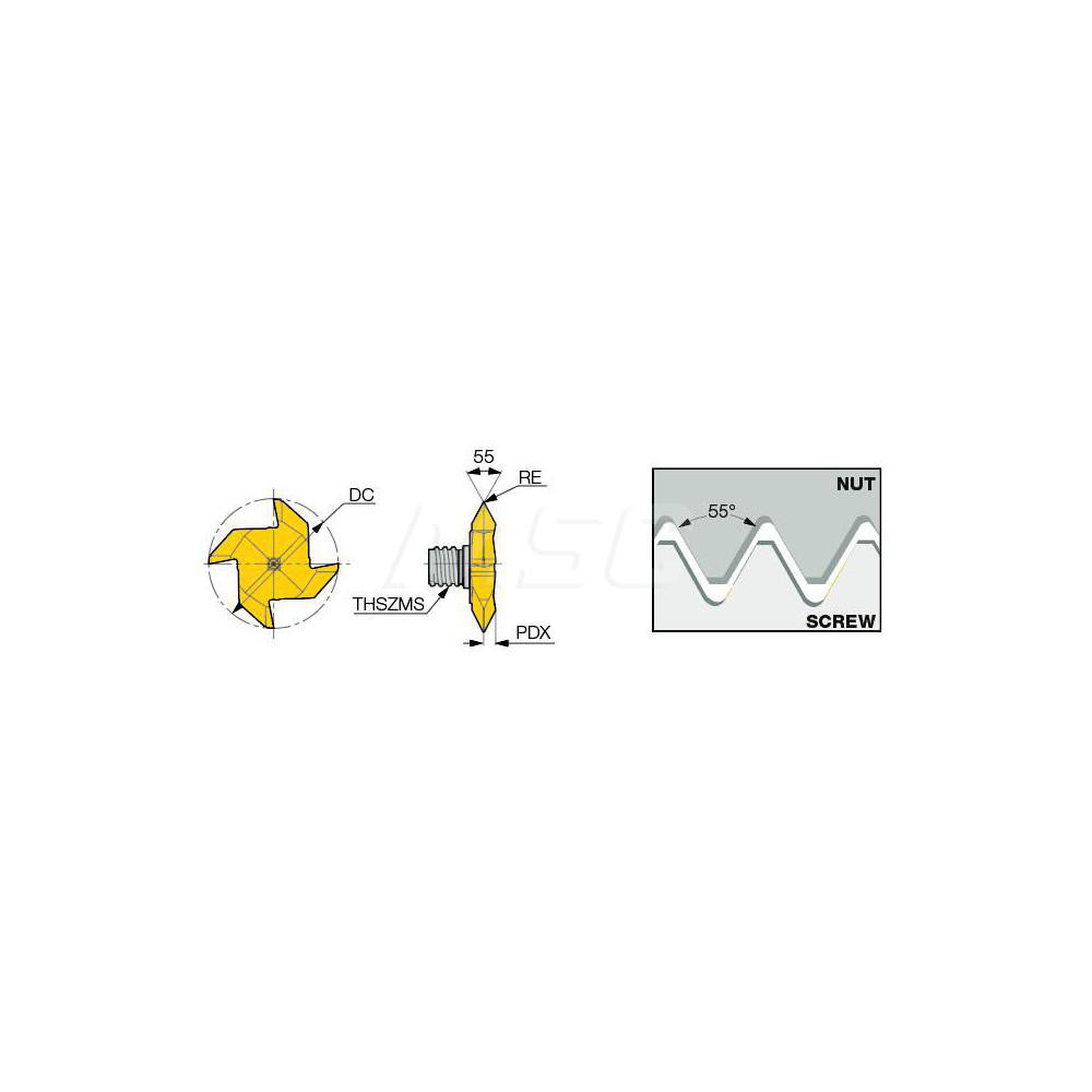Iscar - Thread Milling Tip Insert: MMTRD22W5514P4T08, Carbide | MSC Direct