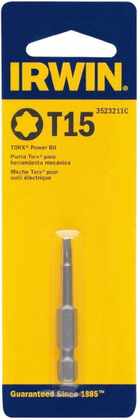 Irwin - Power Screwdriver Bit: Power Bit & Torx Bit, 1/4" Hex, T15 Torx ...