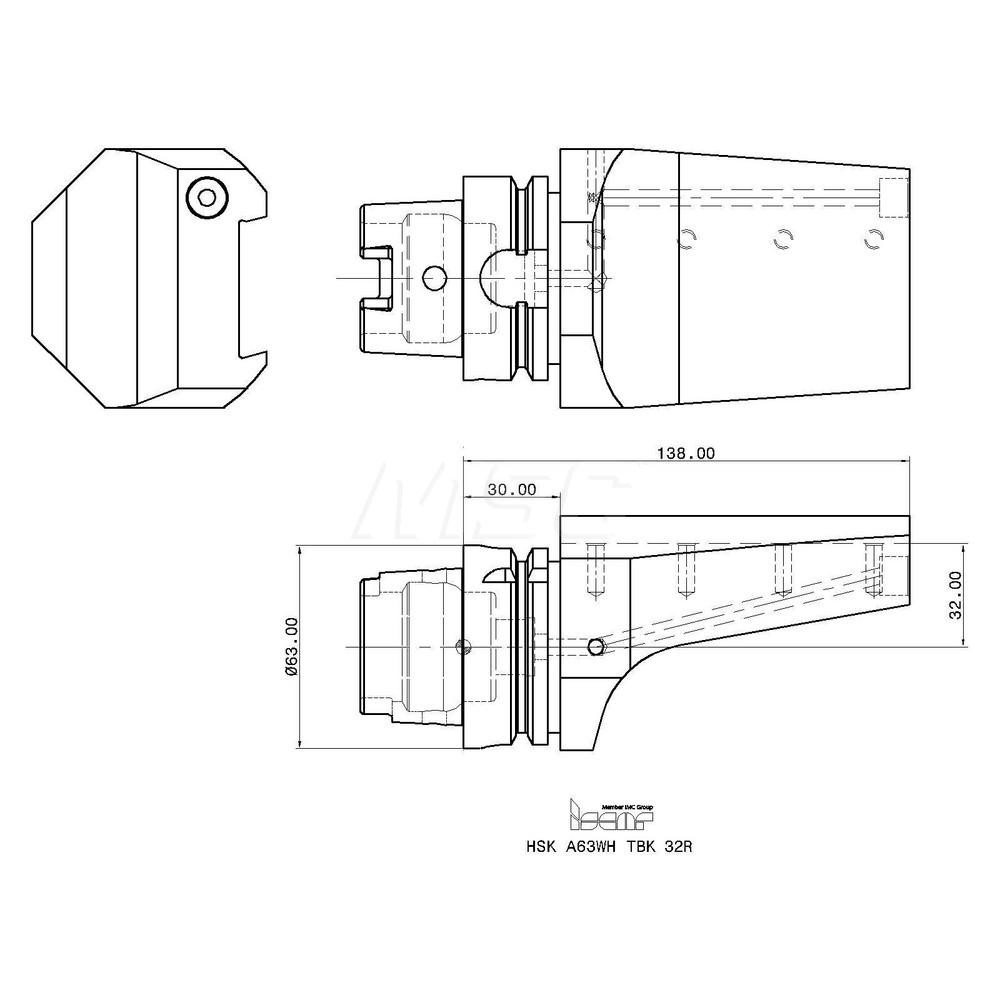 Iscar - Modular Grooving Head: Right Hand, Blade Holder Head, HSK A63WH ...