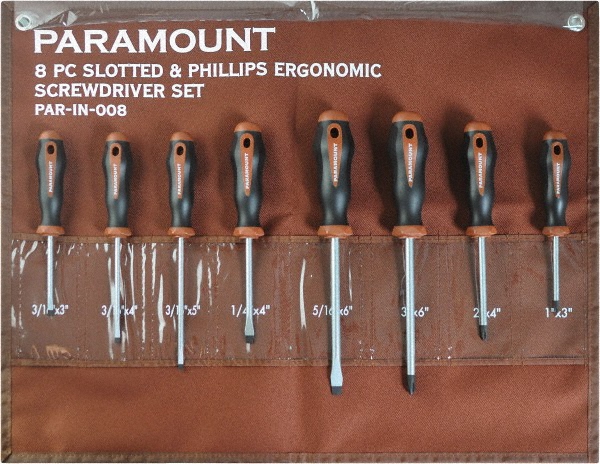 Paramount - CAB/PHILPS/SLOT ERGO SCREWDRIVER 8PC SET | MSC Direct