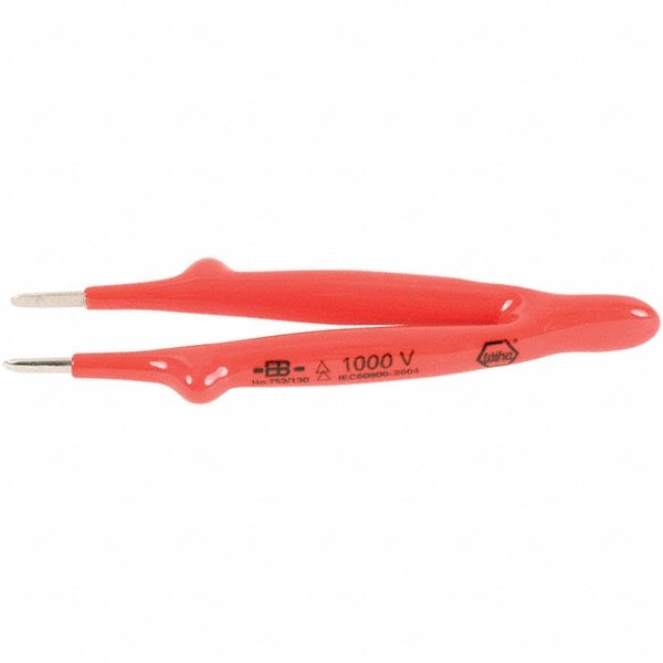 Wiha - Insulated Tweezer: Straight, Steel, Straight, Strong & Regular Tip, 5" OAL | MSC Direct