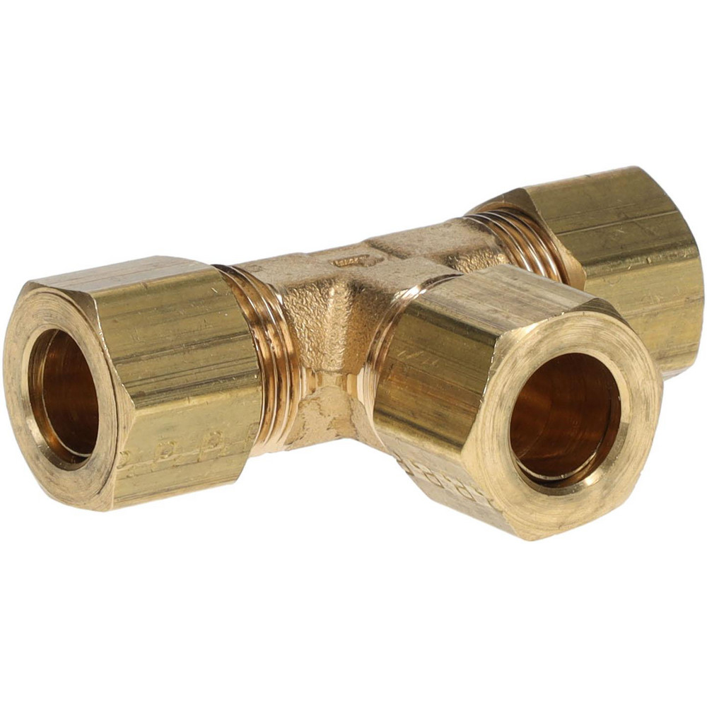 Parker - Compression Tube Union Tee: 9/16-24, 3/8" Tube OD, Compression ...