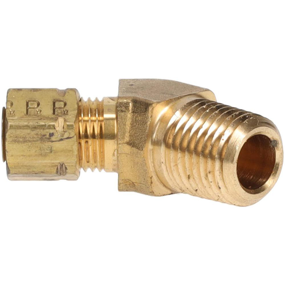 Parker - Compression Tube 45 Deg Male Elbow: 1/4-18, 1/4" Tube OD, Compression x MNPTF | MSC Direct
