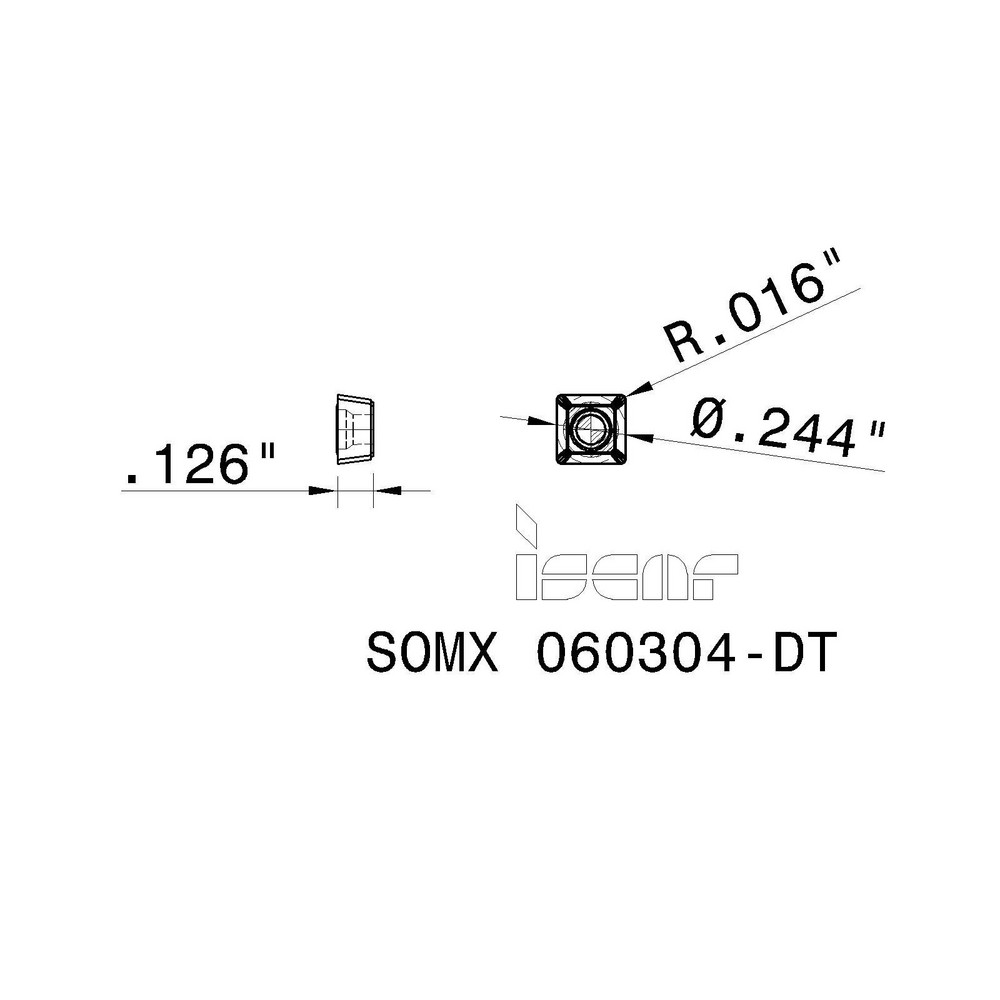 Iscar - Indexable Drill Insert: SOMX 060304-DT, Carbide | MSC Direct