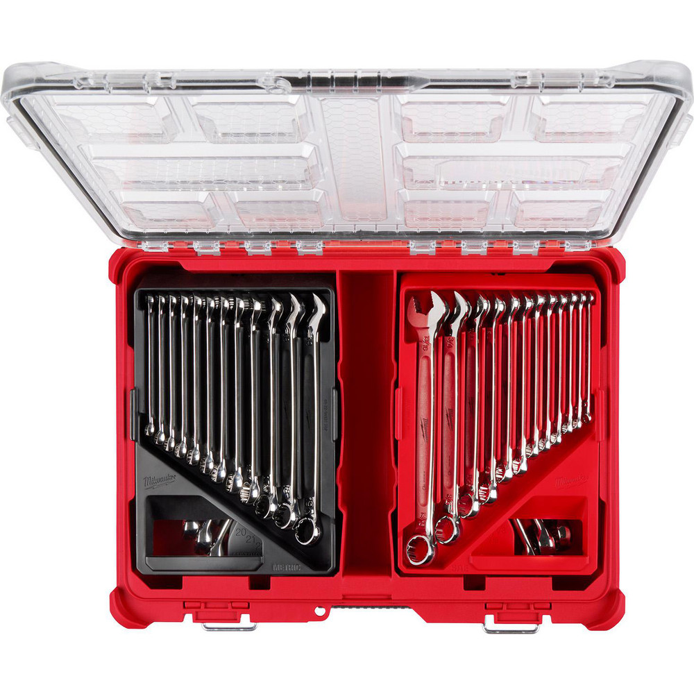 Milwaukee Tool - Combination Wrench Set: 30 Pc, 1/4 in - 1 in 8 mm - 22 mm Wrench, Inch & Metric ...