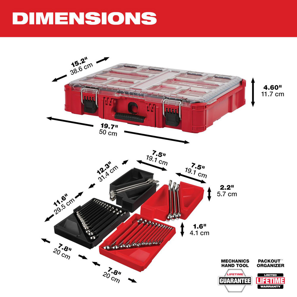 Milwaukee Tool - Combination Wrench Set: 30 Pc, 1/4 in - 1 in 8 mm - 22 mm Wrench, Inch & Metric ...