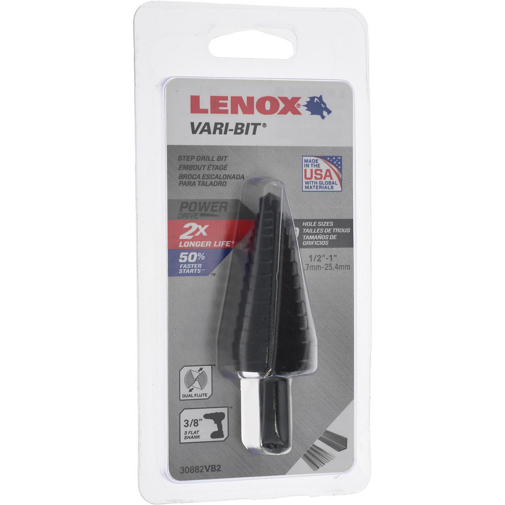 Lenox - Step Drill Bit: 1/2" Min, 1" Max, 3/8" Shank Dia, High-Speed ...