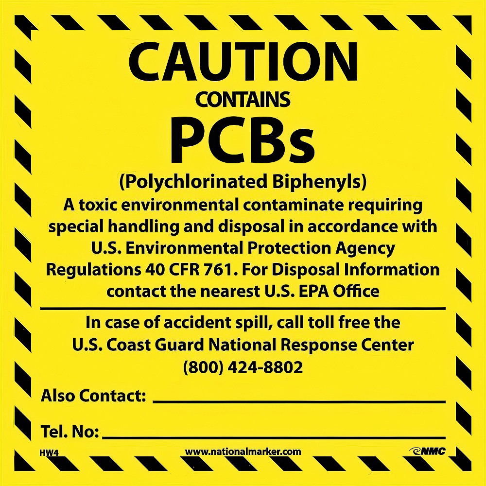 AccuformNMC - Hazardous Material Label: "Caution - Contains PCBs ...