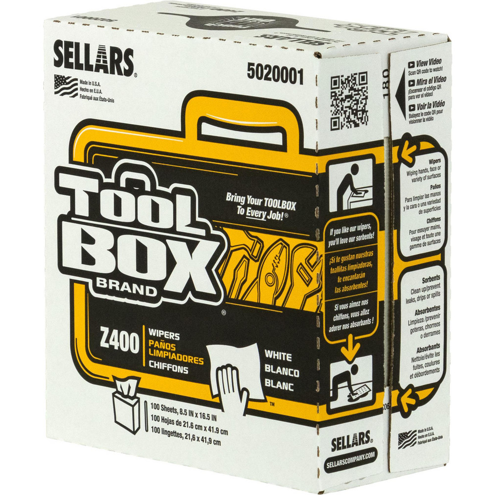 Sellars - TOOLBOX Z400 Wipers: Dry, Pop-Up Box, 16.5" x 8.5", White ...