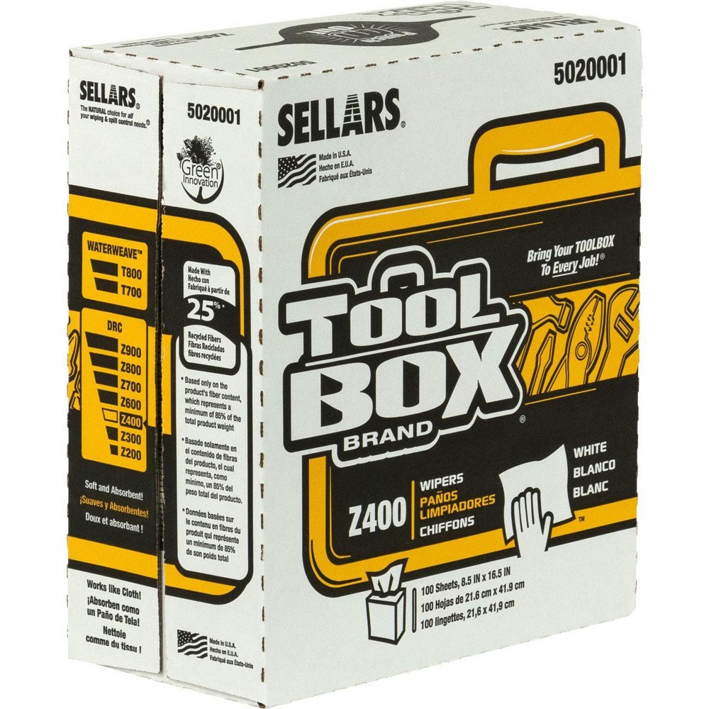 Sellars - TOOLBOX Z400 Wipers: Dry, Pop-Up Box, 16.5" x 8.5", White ...