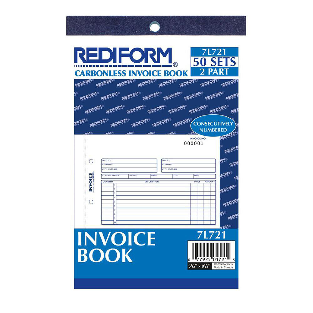 REDIFORM - Invoice Book: 50 Sheets, 5-1/2 x 7-7/8" Sheet, White Paper ...