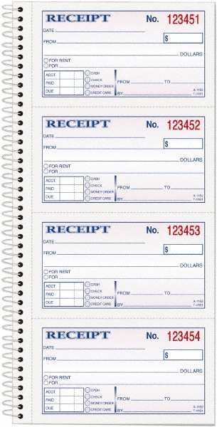 TOPS - Receipt Book: 200 Sheets, 2-3/4 x 4-3/4" Sheet, Canary Paper ...