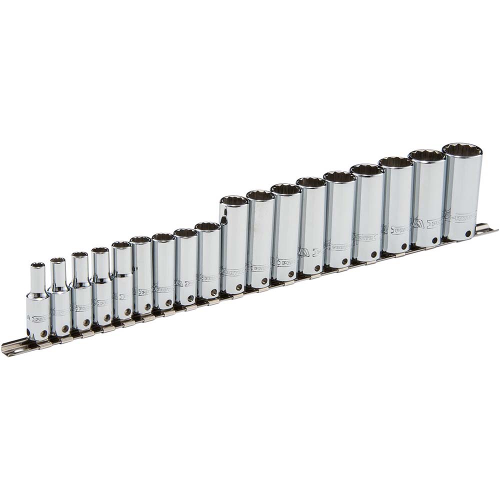 Proto - Socket Set: Deep & Tethered, 18 Pc, 3/8" Drive, 6.00 mm Min, 23 ...