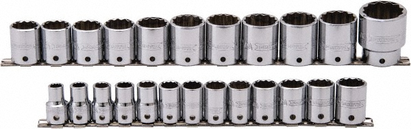 Proto - Socket Set: Standard Tethered, 24 Pc, 1/2" Drive, 10.00 to 36. ...