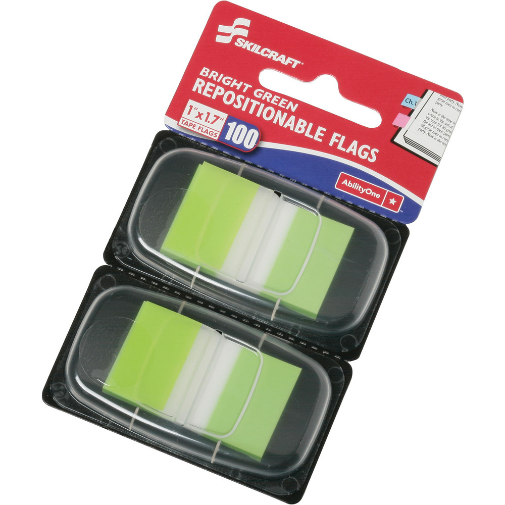 AbilityOne - 1X1.75 BRT GRN 100/PK SELF STICK FLAG | MSC Direct