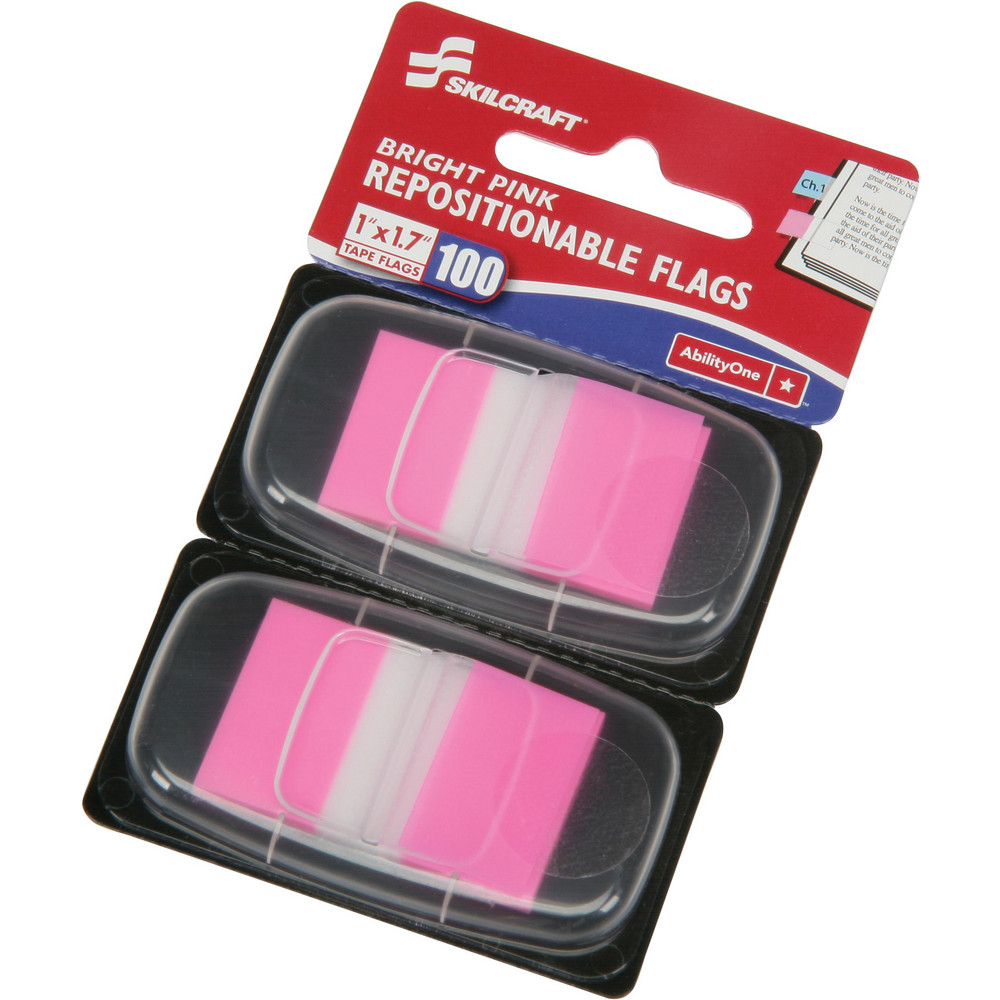 AbilityOne - 1X1.75 BRT PINK 100/PK SELF STICK FLAG | MSC Direct