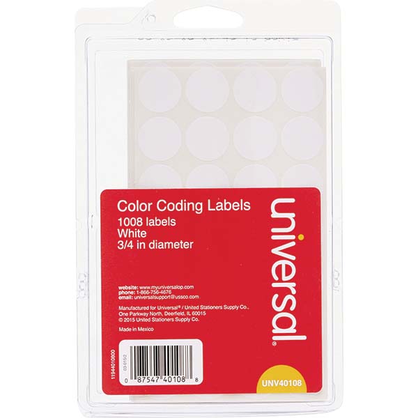 UNIVERSAL - Labels, Ribbons & Tapes; Type: Color Coding Labels ; Color ...