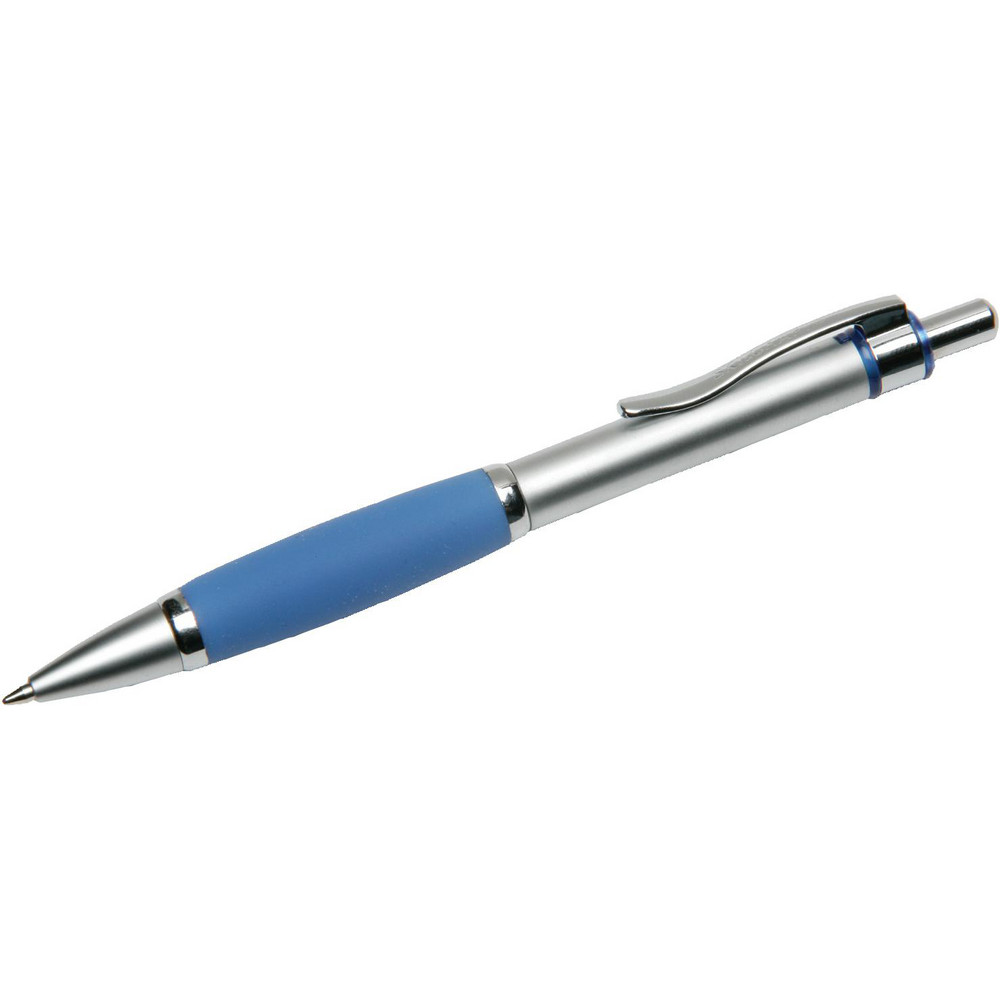 AbilityOne - BLUE INK MED PT 12/BX SILVER BARREL PEN | MSC Direct