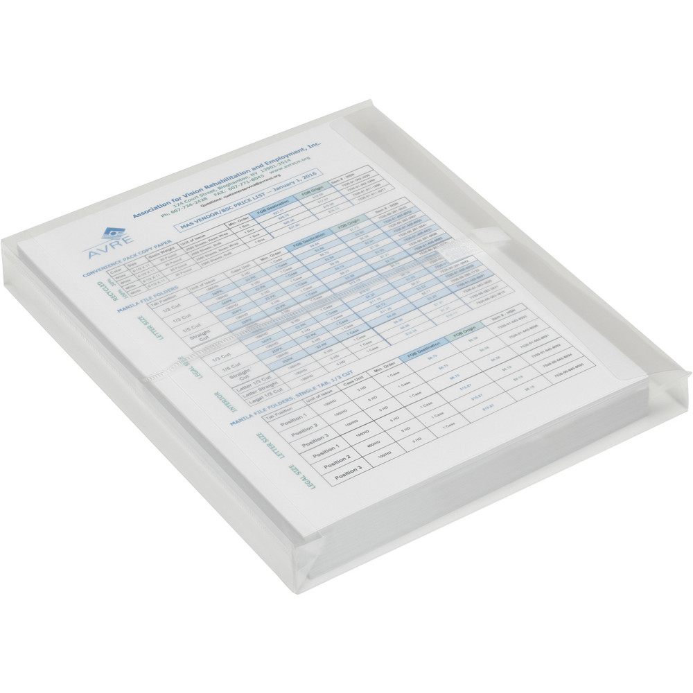 AbilityOne - 9-3/4X11-5/8 CLR 5/PK HOOK/LOOP FILE FOLDER | MSC Direct