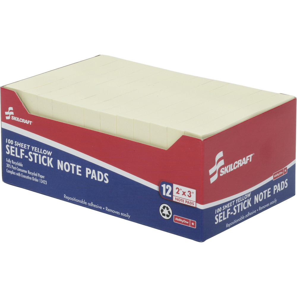 AbilityOne - 2X3 YLW PLAIN 12/PK SELF SELF STICK NOTE PAD | MSC Direct