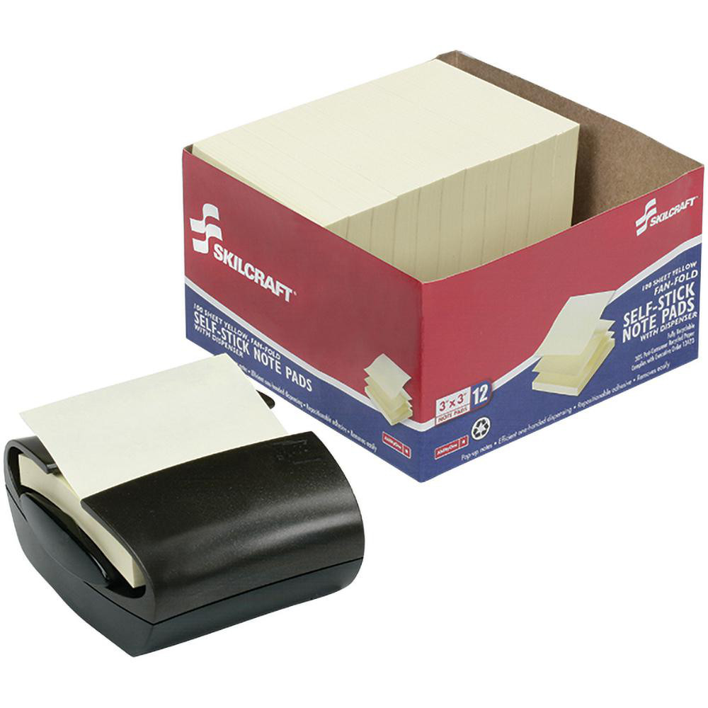AbilityOne - Self-Stick Note & Page Flag Dispensers; 3X3 YLW FAN FOLD ...