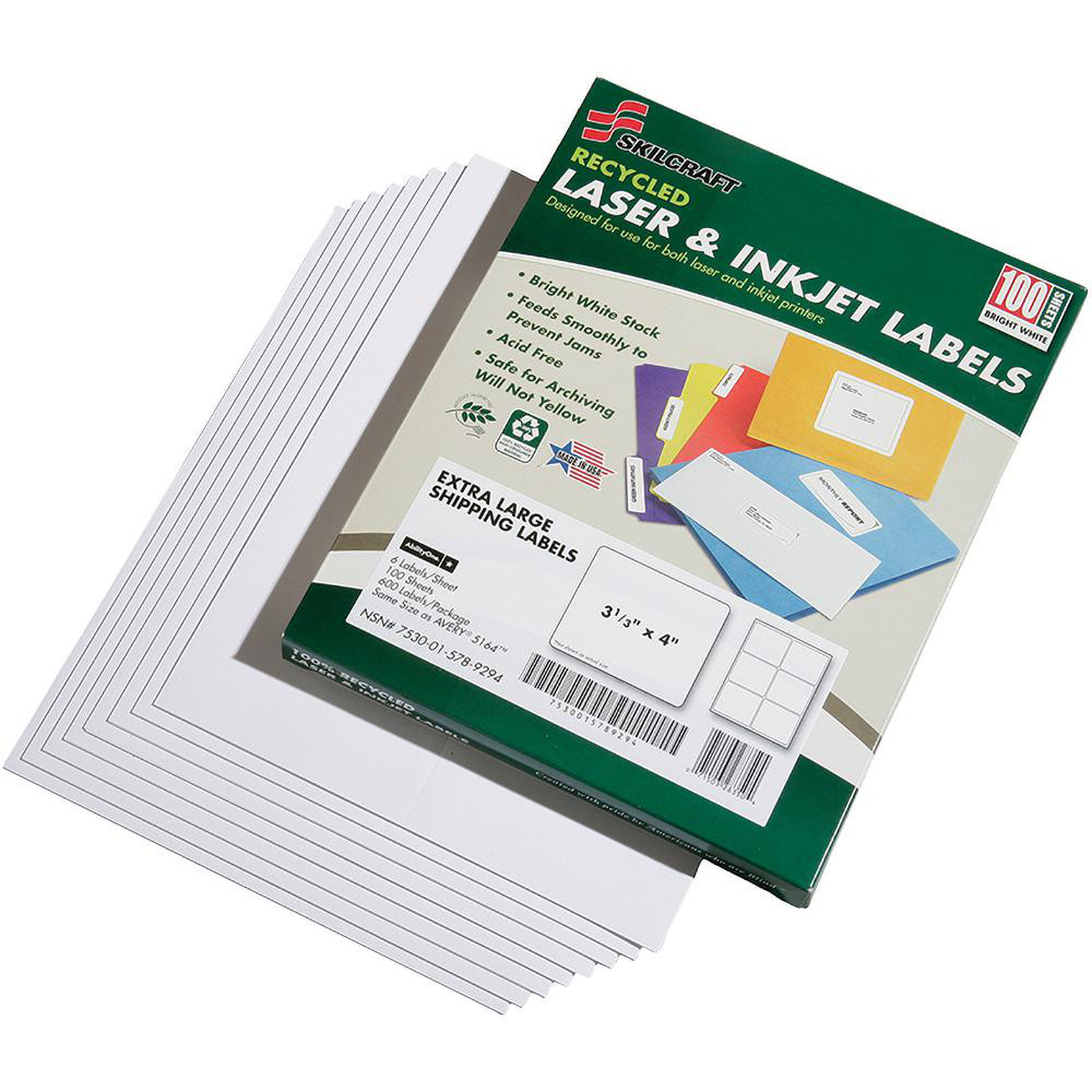 AbilityOne - 3-1/3X4 WHT 100SHT XL ADDRESS/SHIPPING LABEL | MSC Direct