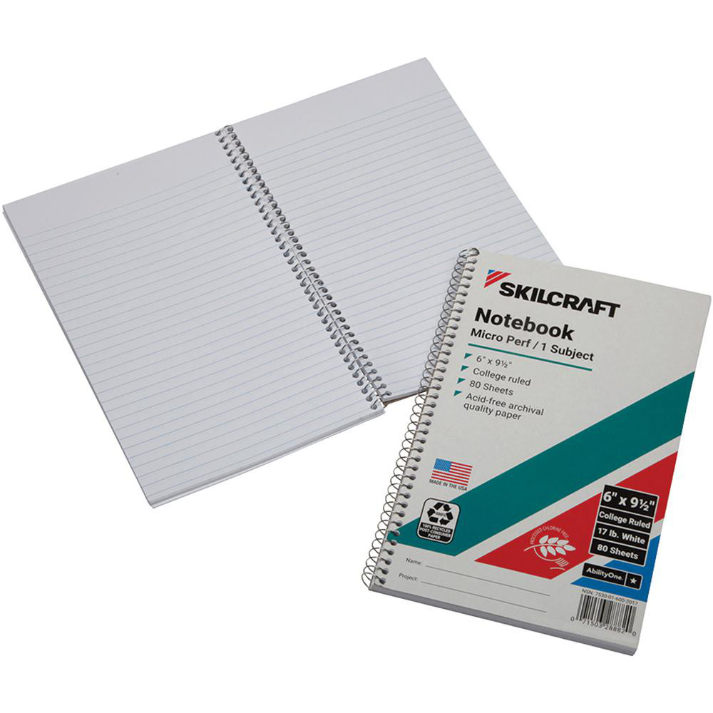 AbilityOne - 6X9.5 80SHT WHT 3/PK COLLEGE RULE NOTEBOOK | MSC Direct