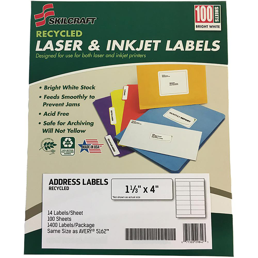AbilityOne - 1-1/3X4 WHT 100PKG ADDRESS LABEL | MSC Direct