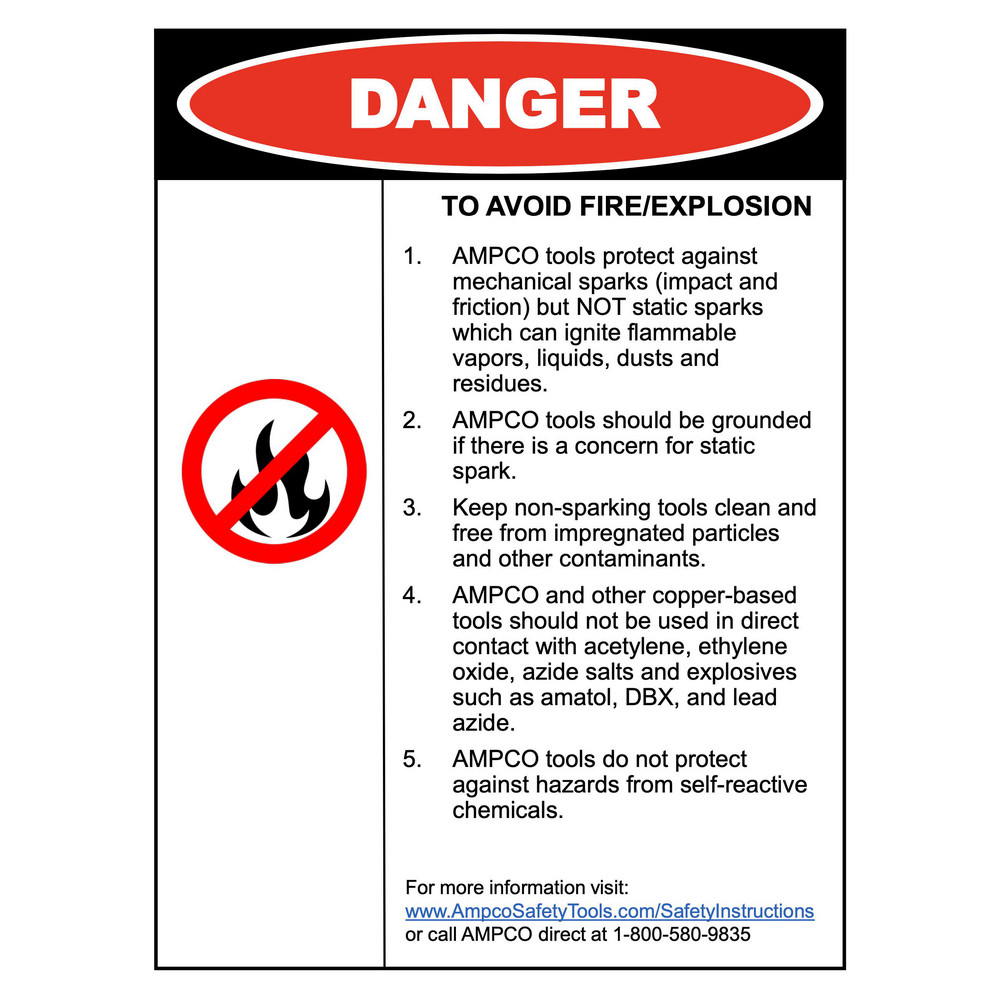 Ampco - NON-SPARKING, NON-MAG WARNING SIGN | MSC Direct