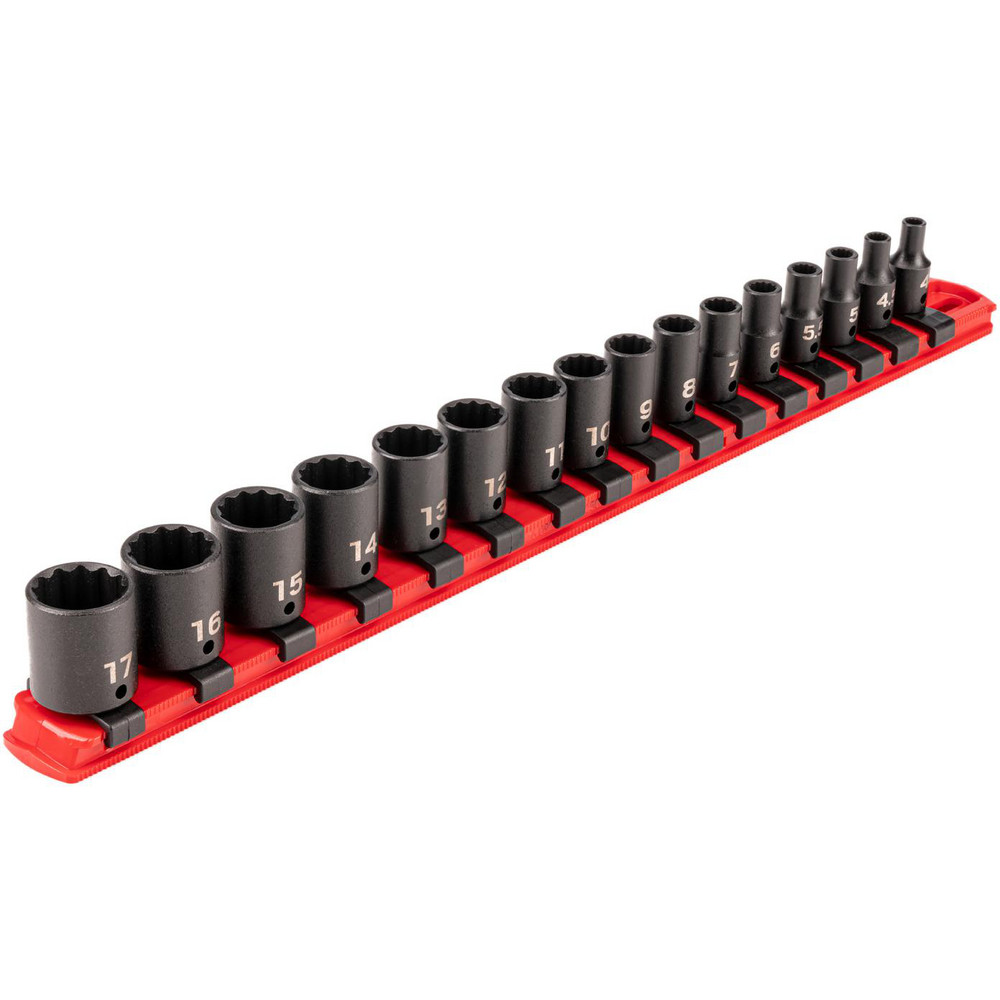 Tekton - Socket Set: Impact, Shallow & Socket Set, 16 Pc, 1/4 in" Drive ...