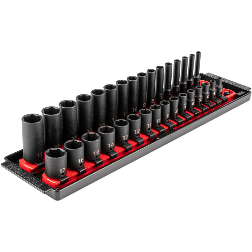 Tekton - Socket Set: Impact, Shallow, Deep & Socket Set, 32 Pc, 1/4 in ...