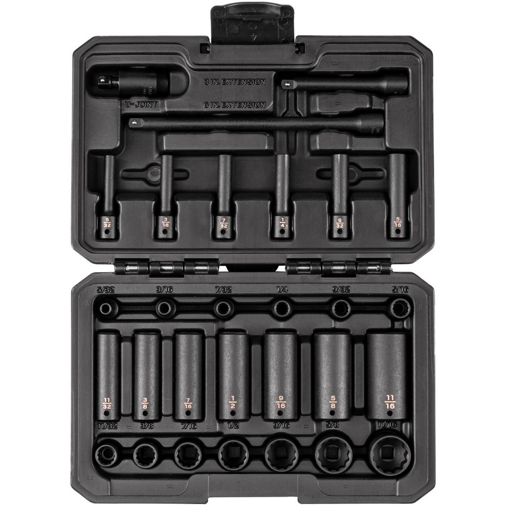 Tekton - Socket Set: Impact Shallow Deep, 29 Pc, 1/4" Drive, 5/32 to 11 ...