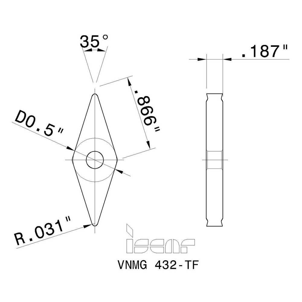 Iscar - Turning Insert: VNMG432TF IC9250, Carbide | MSC Direct