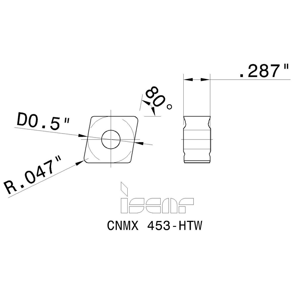 Iscar - Turning Insert: CNMX453HTW IC8150, Carbide | MSC Direct