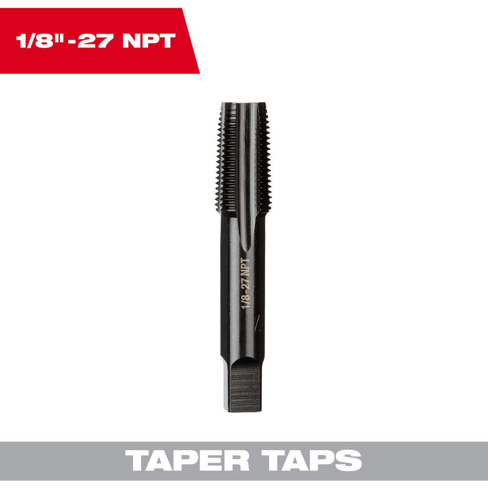 Milwaukee Tool - Straight Flute Tap: 1/8-27 NPT, 4 Flute, Taper Chamfer ...
