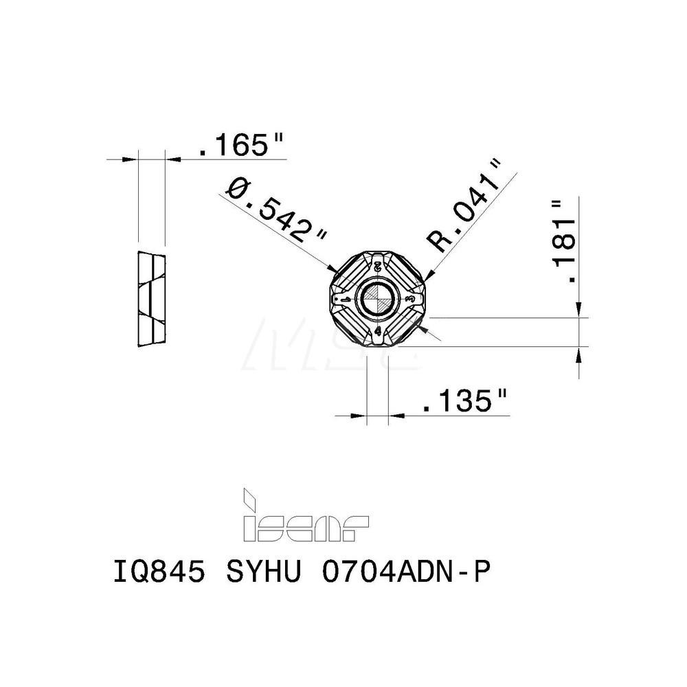 Iscar - Milling Insert: ANSI IQ845 SYHU 0704ADN-P IC28, ISO IQ845 SYHU ...