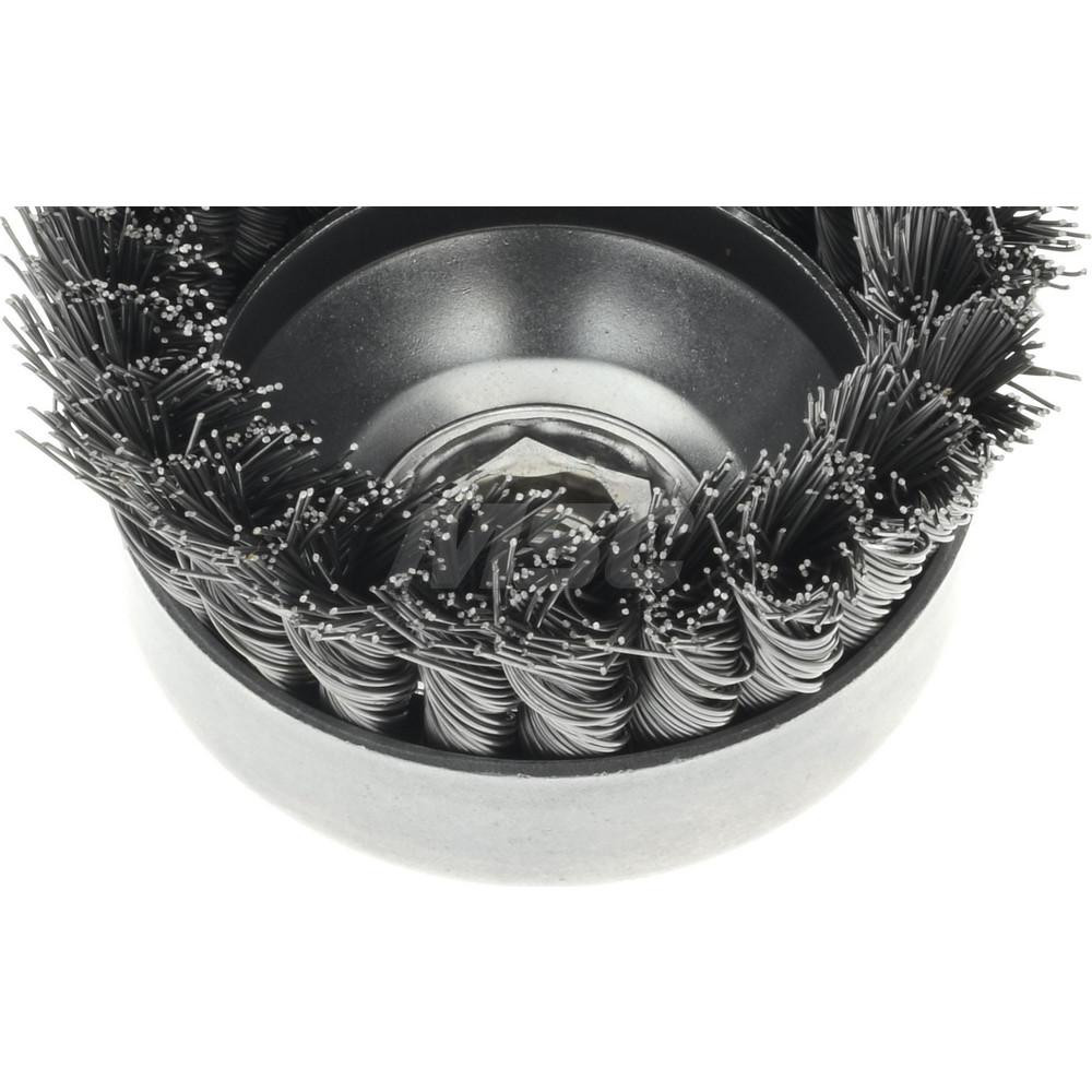 Weiler - Cup Brush: 4" Dia, 0.023" Wire Dia, Steel, Knotted | MSC Direct