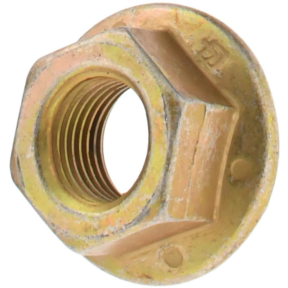 Made in USA - Hex Flange Lock Nut: 3/8-24, Grade 8 & G Steel, Yellow Zinc Dichromate Finish ...