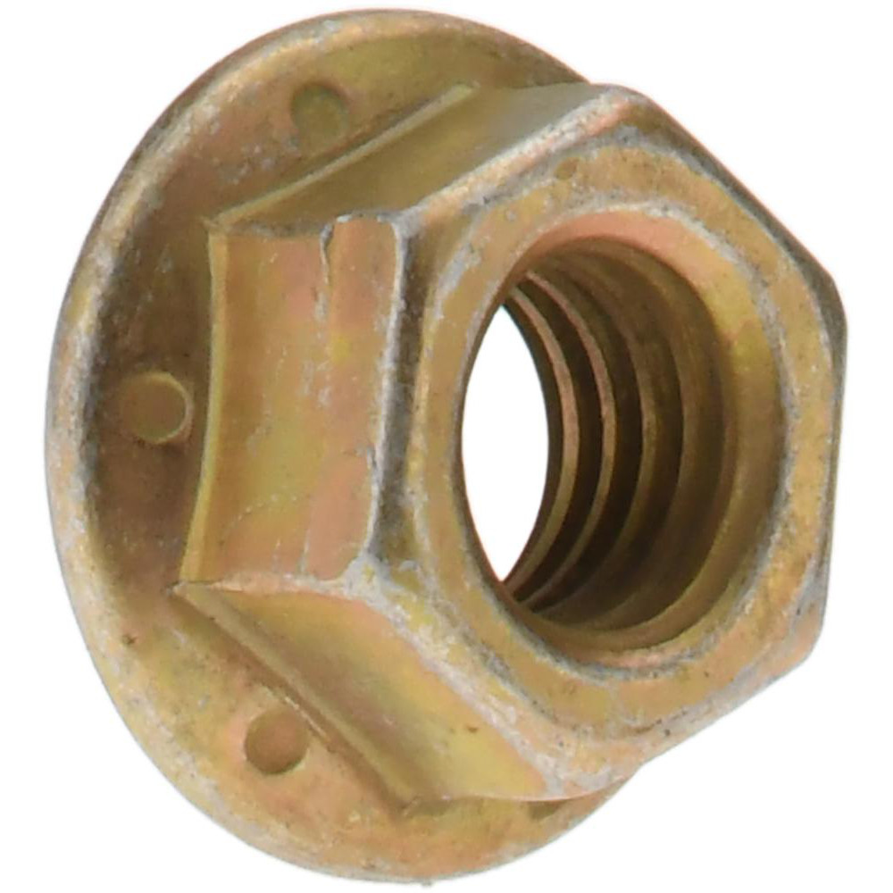 Made in USA - Hex Flange Lock Nut: 3/8-16, Grade 8 & G Steel, Yellow Zinc Dichromate Finish ...